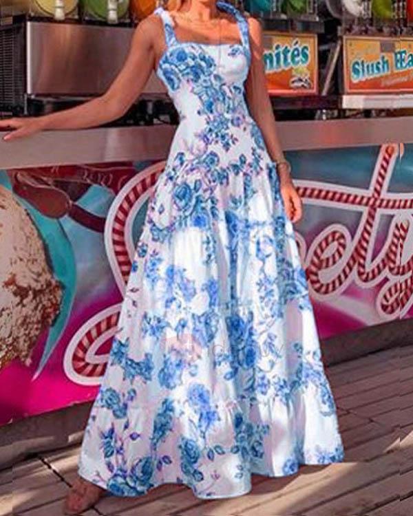 Women Charming Floral Summer Vacation Dress